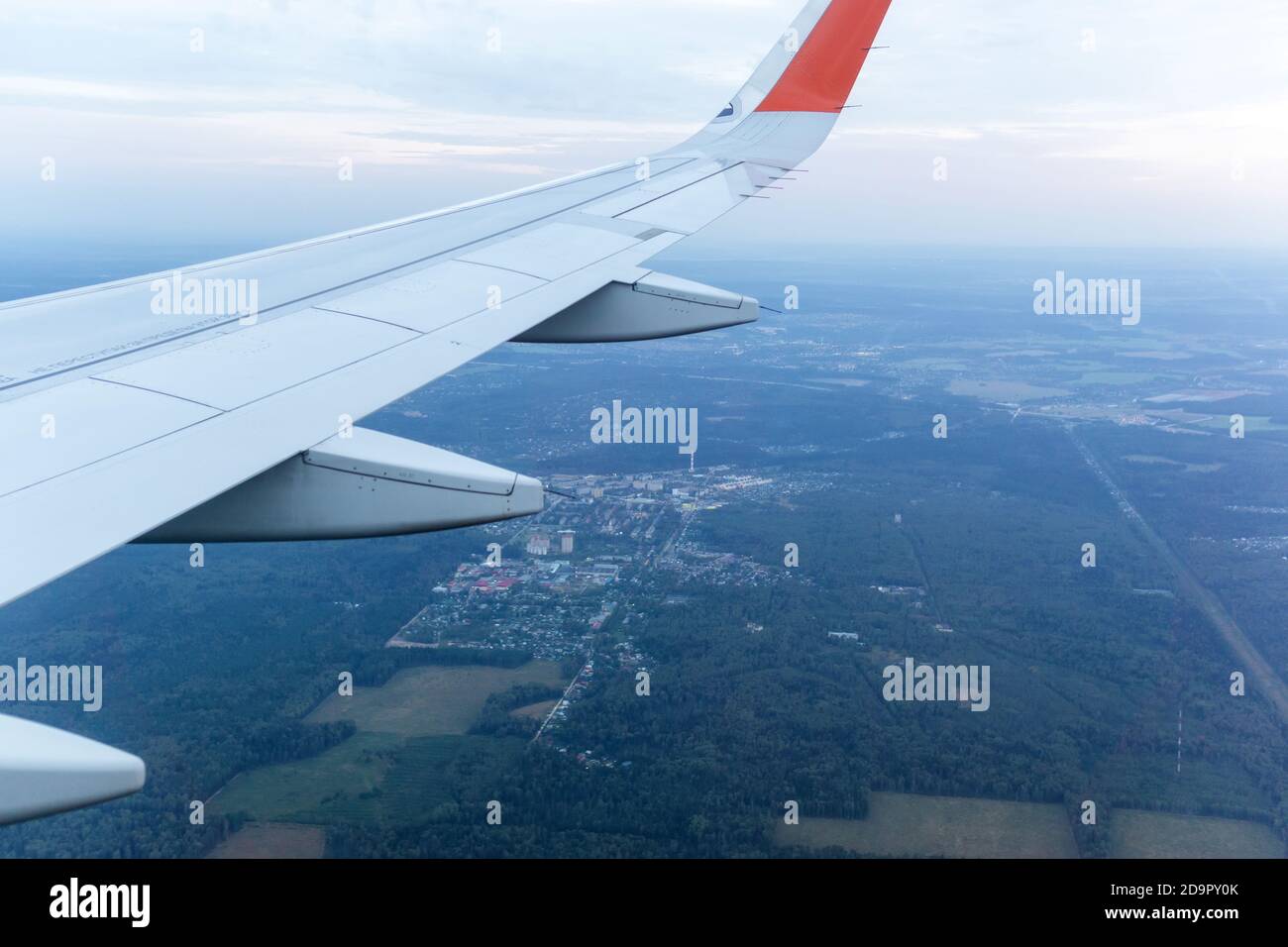 Aerial view flying above clouds in the atmosphere, depicts heaven ...