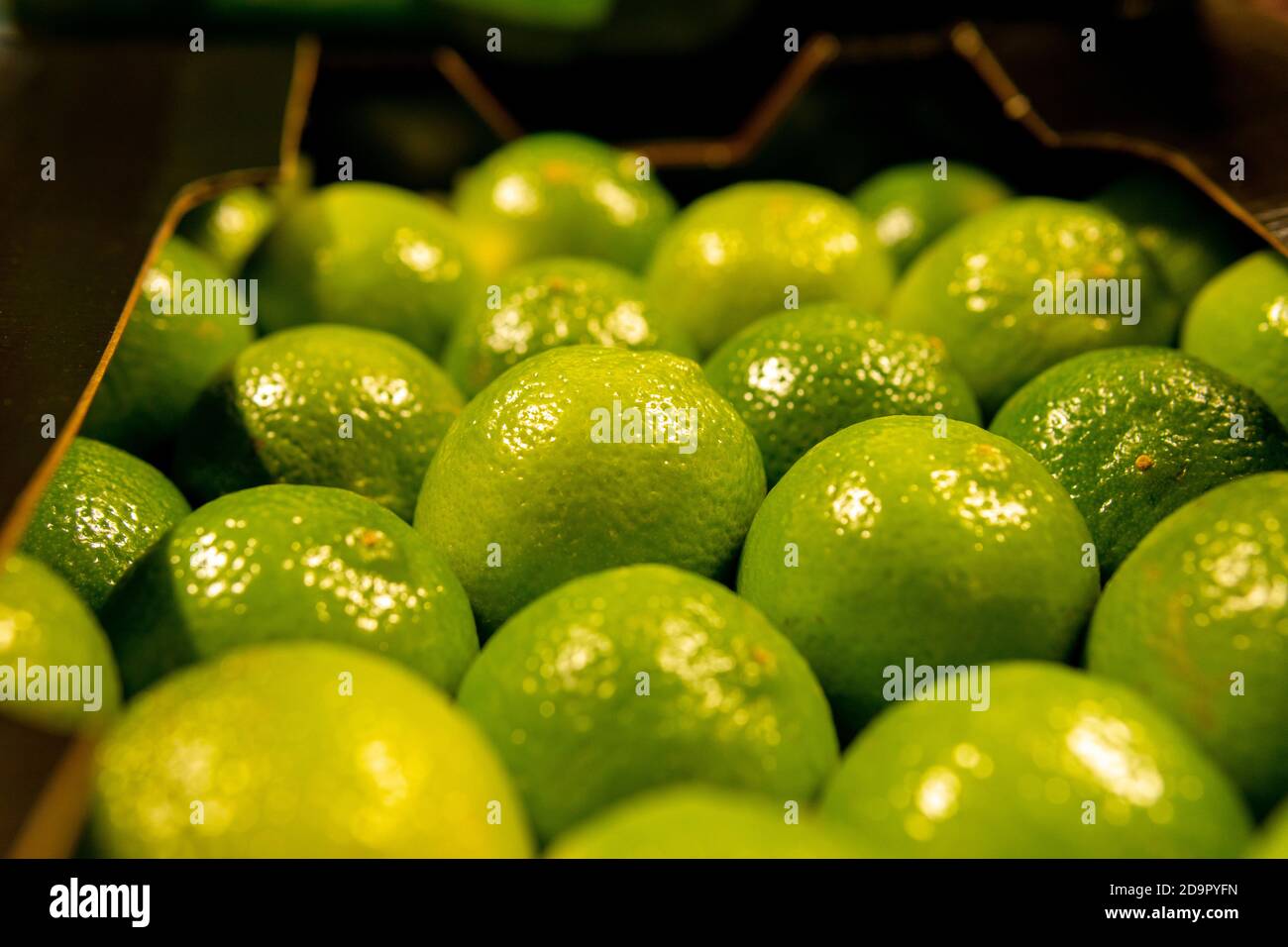 natural fruits limes at the grocery store.Farmer market department at ...