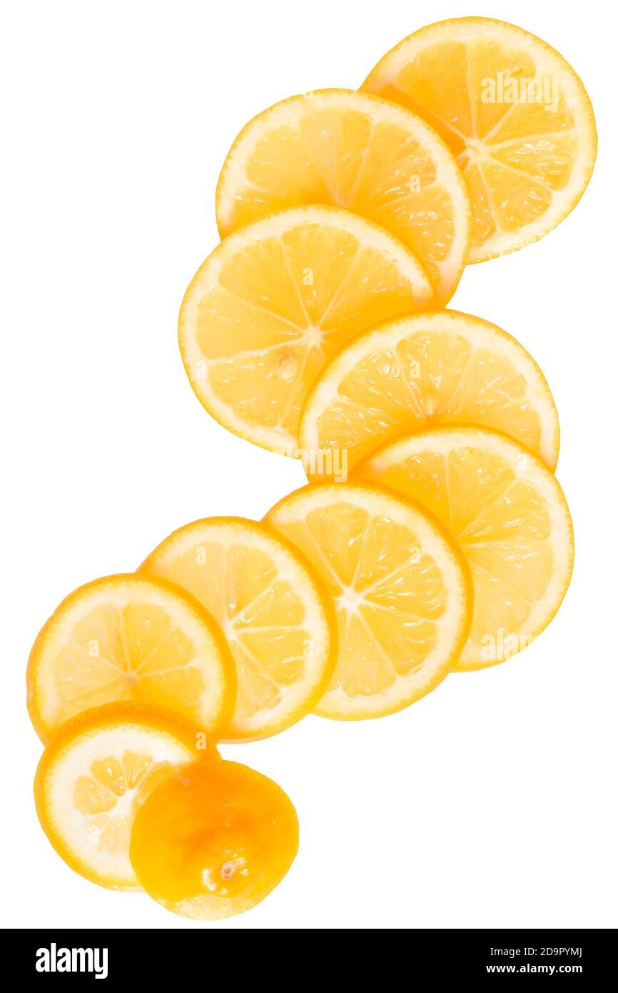 Ripe slice sour lemon top view isolated on a white background Stock ...
