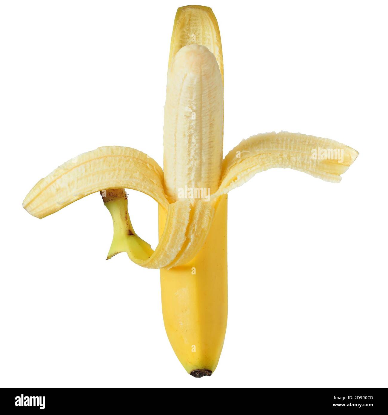 Ripe banana top view isolated on a white background Stock Photo - Alamy