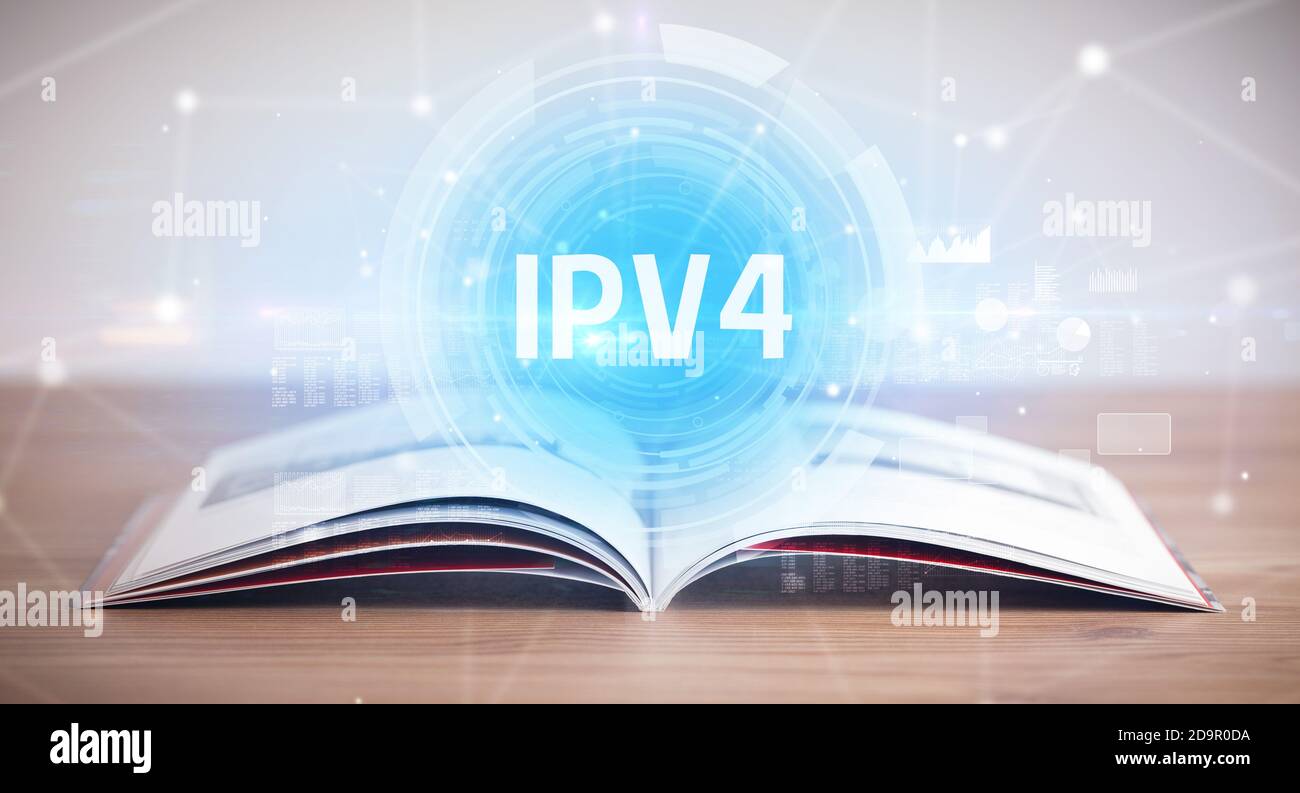 Open book with IPV4 abbreviation, modern technology concept Stock Photo ...