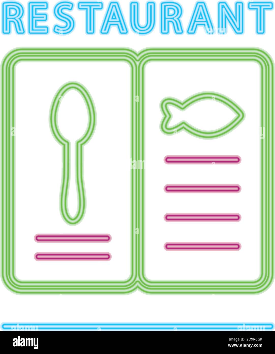 restaurant neon sign icon over white background, vector illustration ...