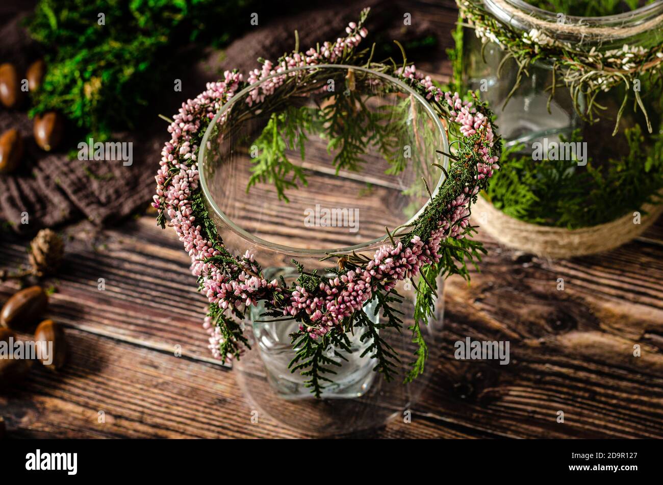 Homemade wreath, advent still life photography styling Stock Photo - Alamy