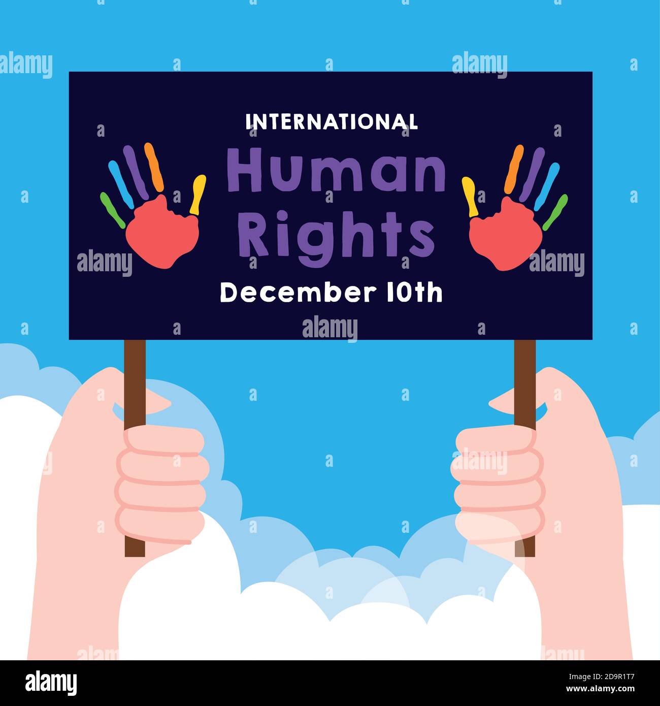 human rights campaign lettering with hands lifting banner protesting ...