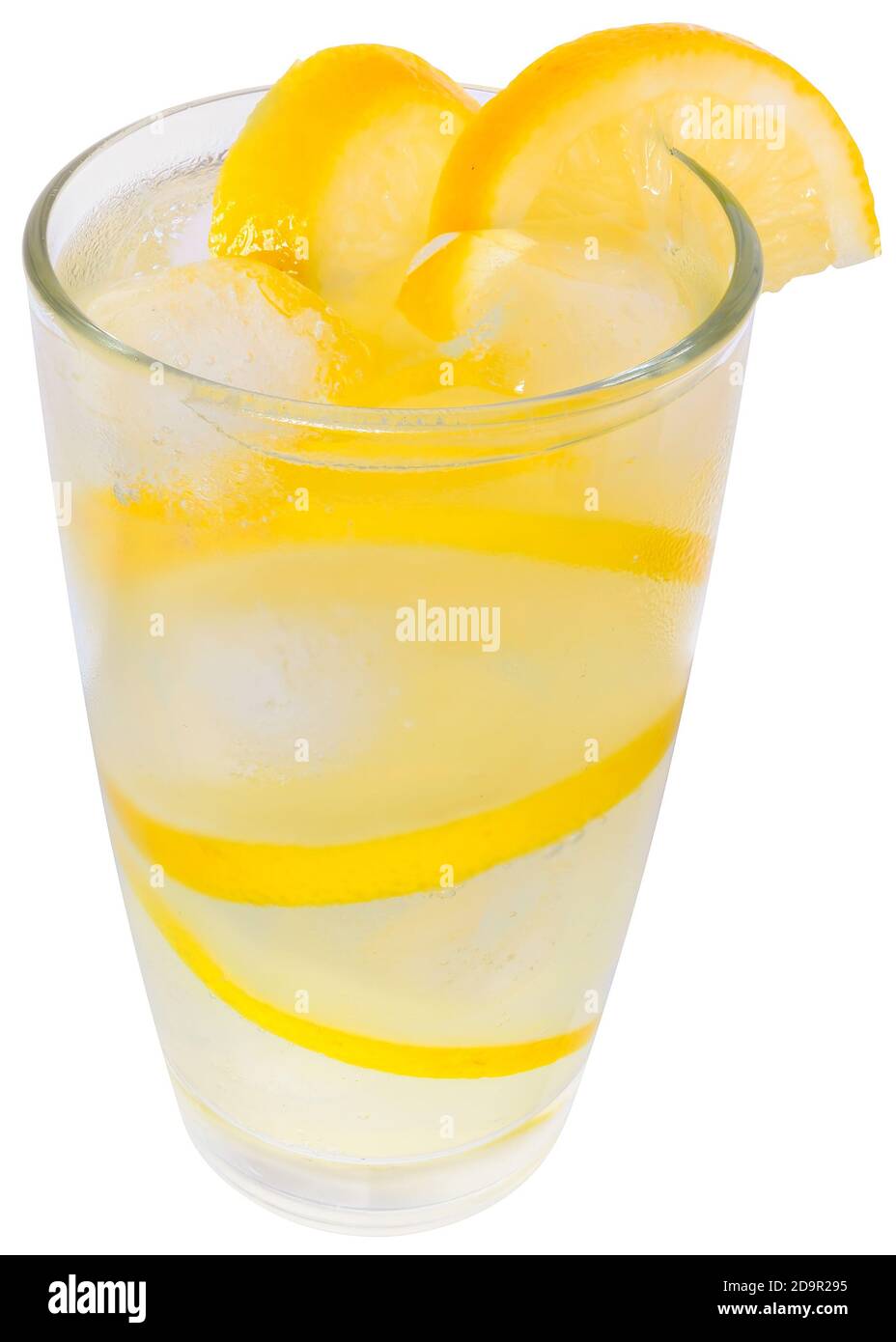 Lemonade with ice cubes isolated on white background Stock Photo - Alamy