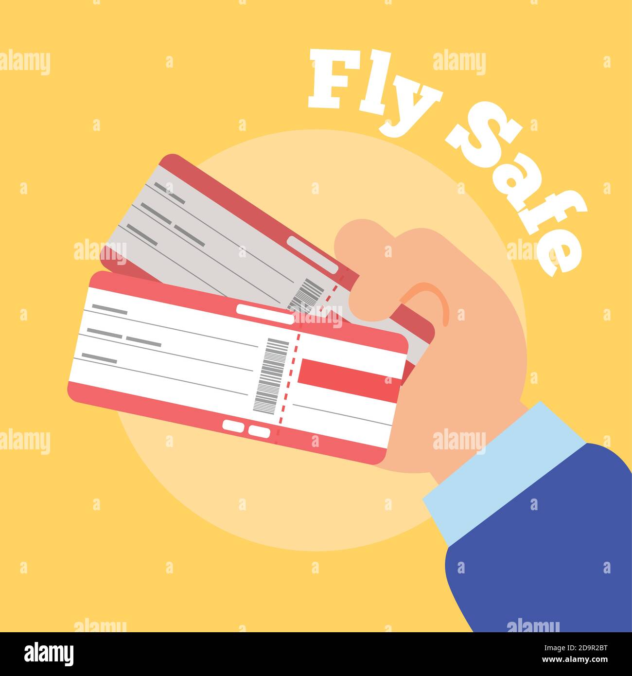 fly safe campaign lettering poster with hands and tickets flight vector ...