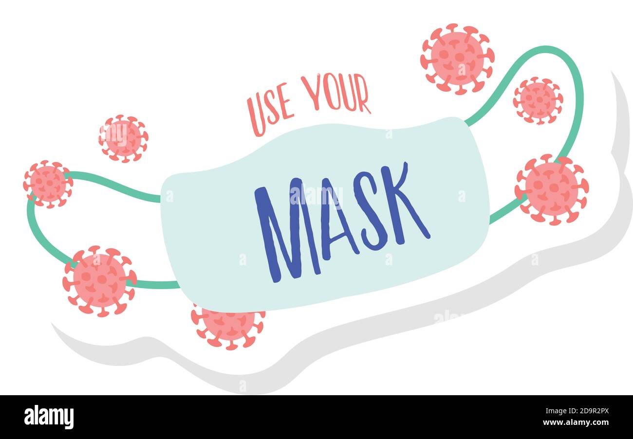 use your mask lettering campaign with medical mask and particles vector ...