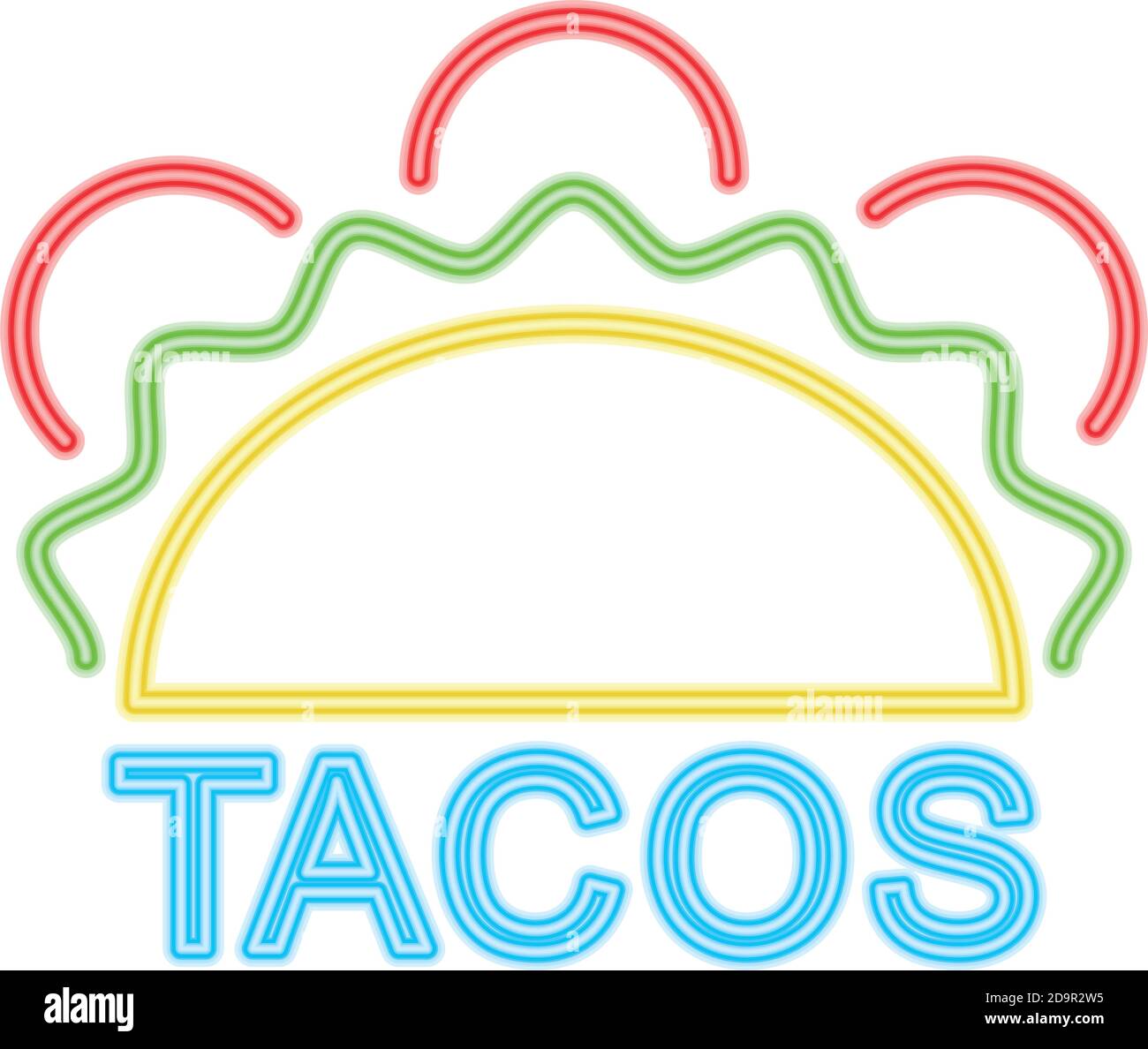 tacos neon sign icon over white background, vector illustration Stock ...