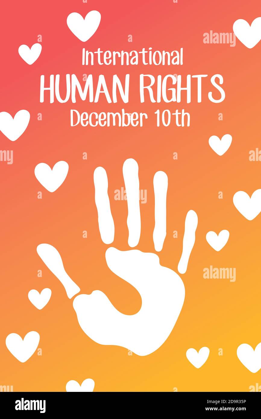 human rights campaign lettering with hand print and hearts vector ...