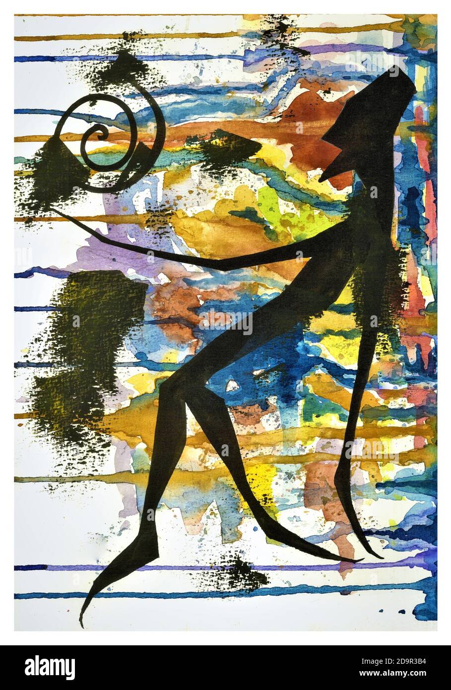 Abstract falling man painting. Stylized man silhouette drawing Stock ...