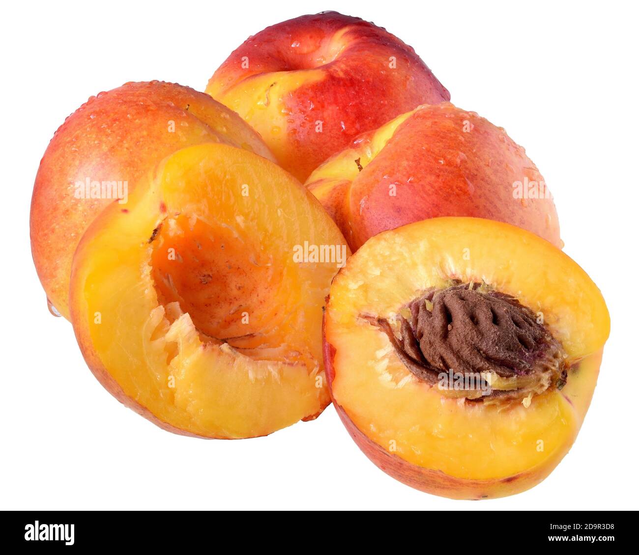 Ripe nectarines close-up isolated on white background Stock Photo - Alamy