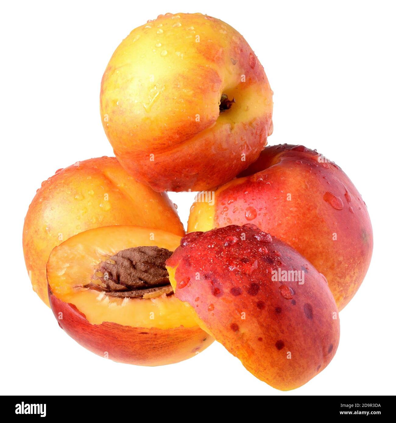 Ripe nectarines close-up isolated on white background Stock Photo - Alamy