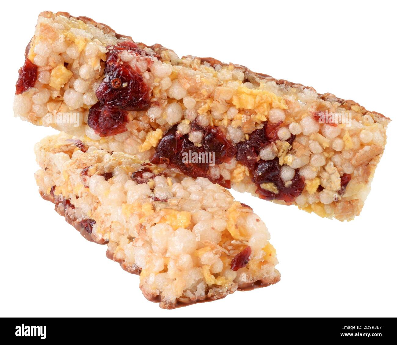 Whole-cereal bar with cranberries and puffed rice Stock Photo - Alamy