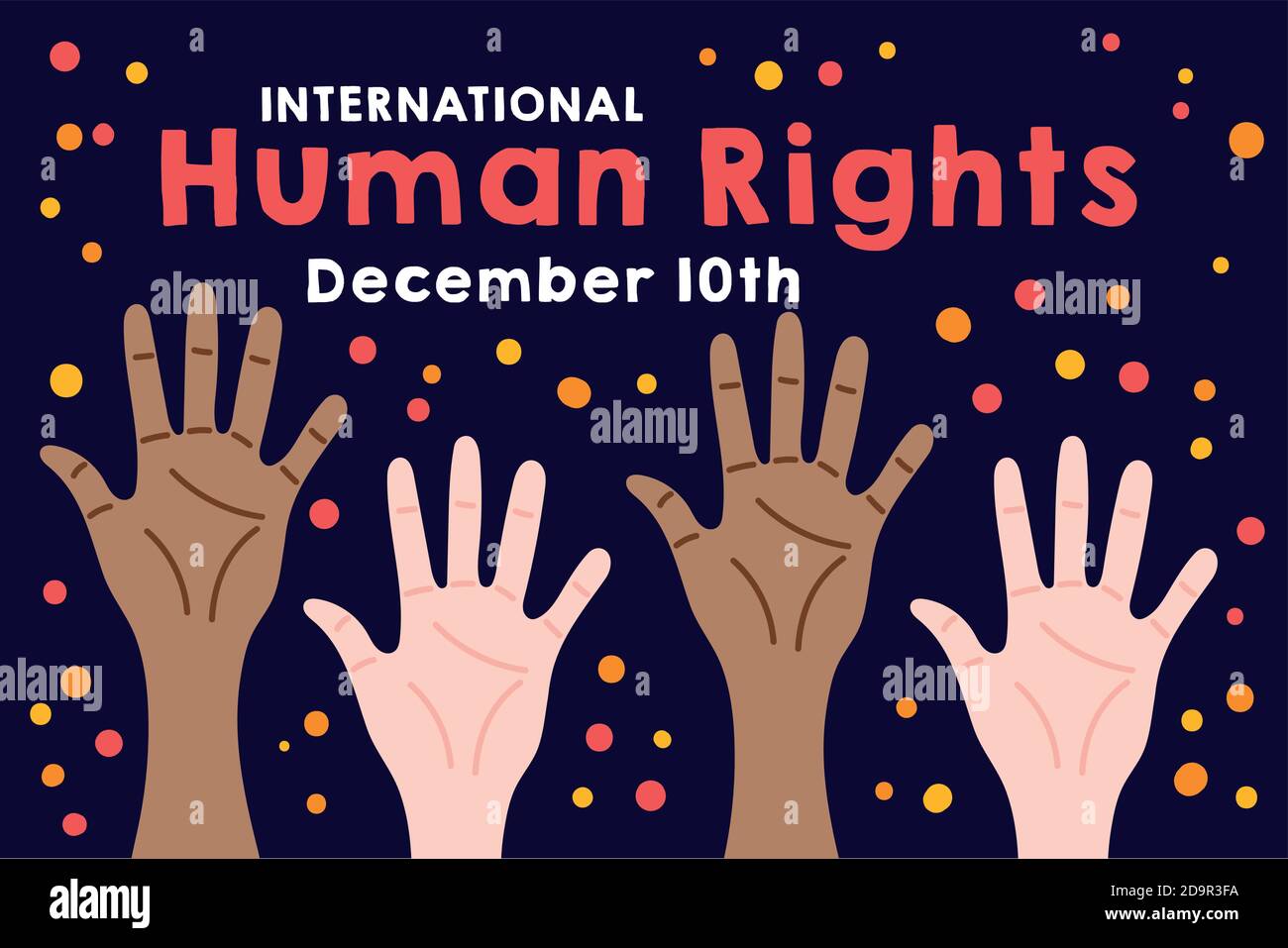 human rights campaign lettering with hands up protesting vector ...