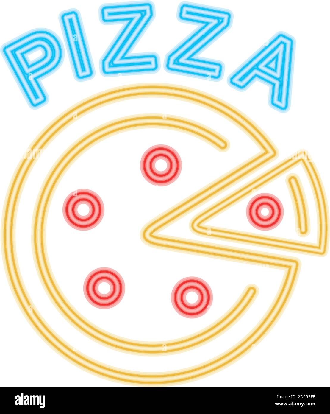 pizza neon sign icon over white background, vector illustration Stock ...