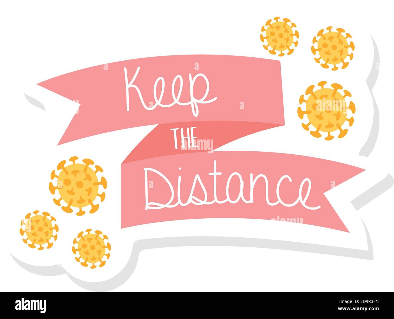 keep the distance lettering campaign with covid19 particles and ribbon ...