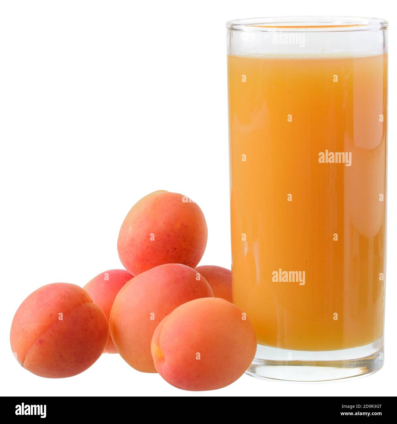 Apricot juice isolated on white background Stock Photo - Alamy