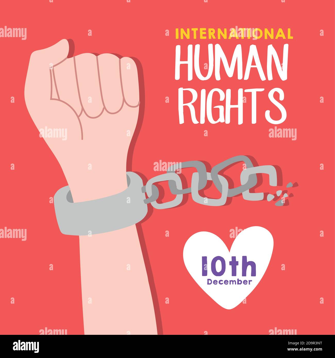 human rights campaign lettering with hand breaking chains and heart ...