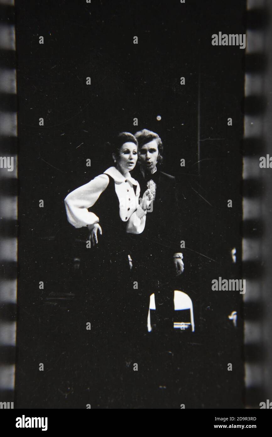 Fine 1970s vintage black and white photography of an on stage ...