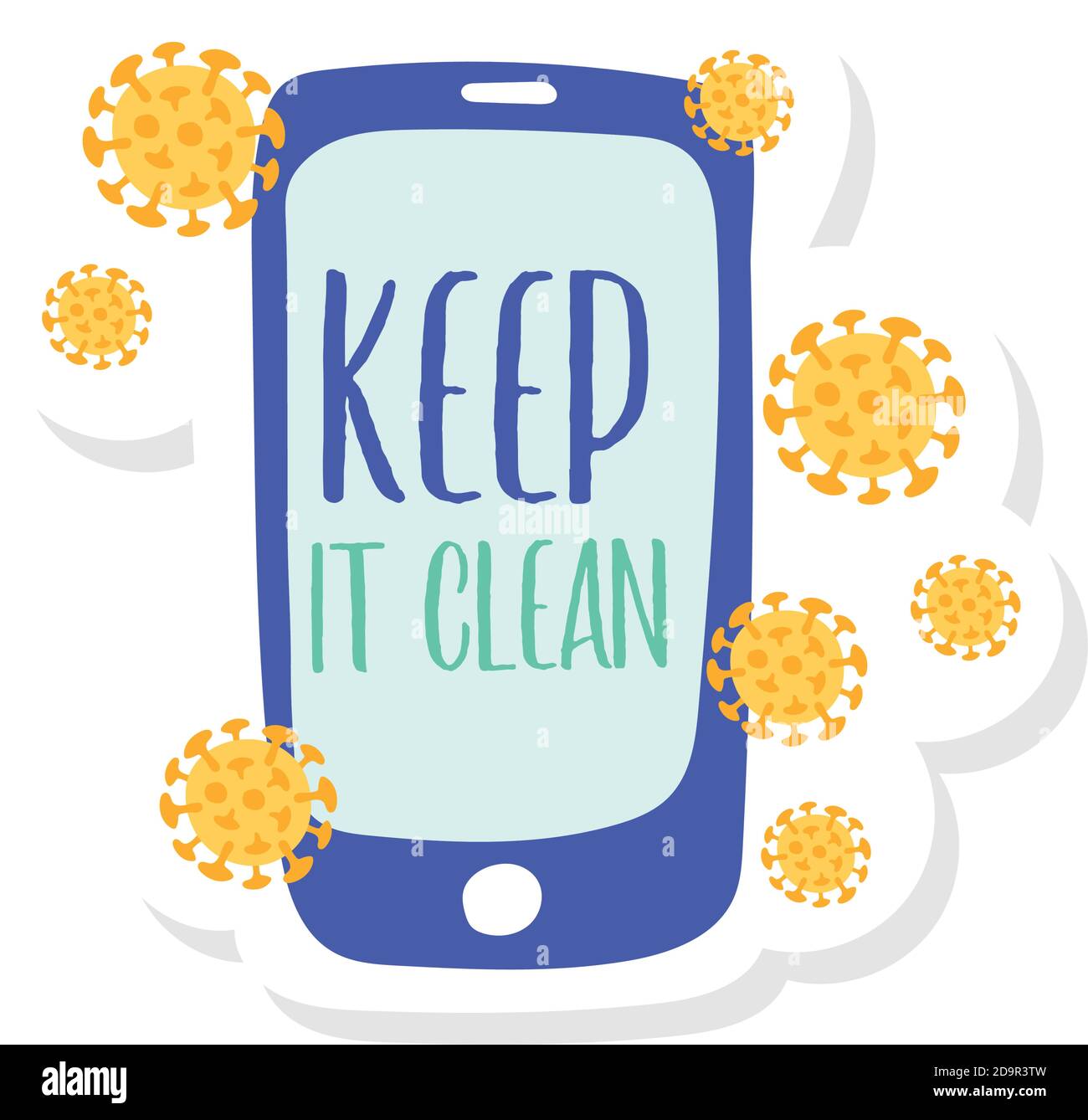 keep it clean lettering campaign with smartphone vector illustration ...