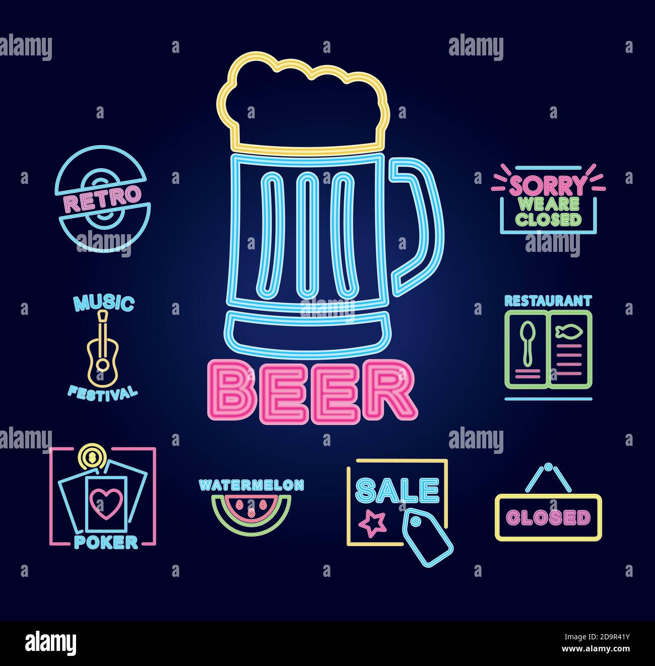 Vector neon music signs hi-res stock photography and images - Alamy