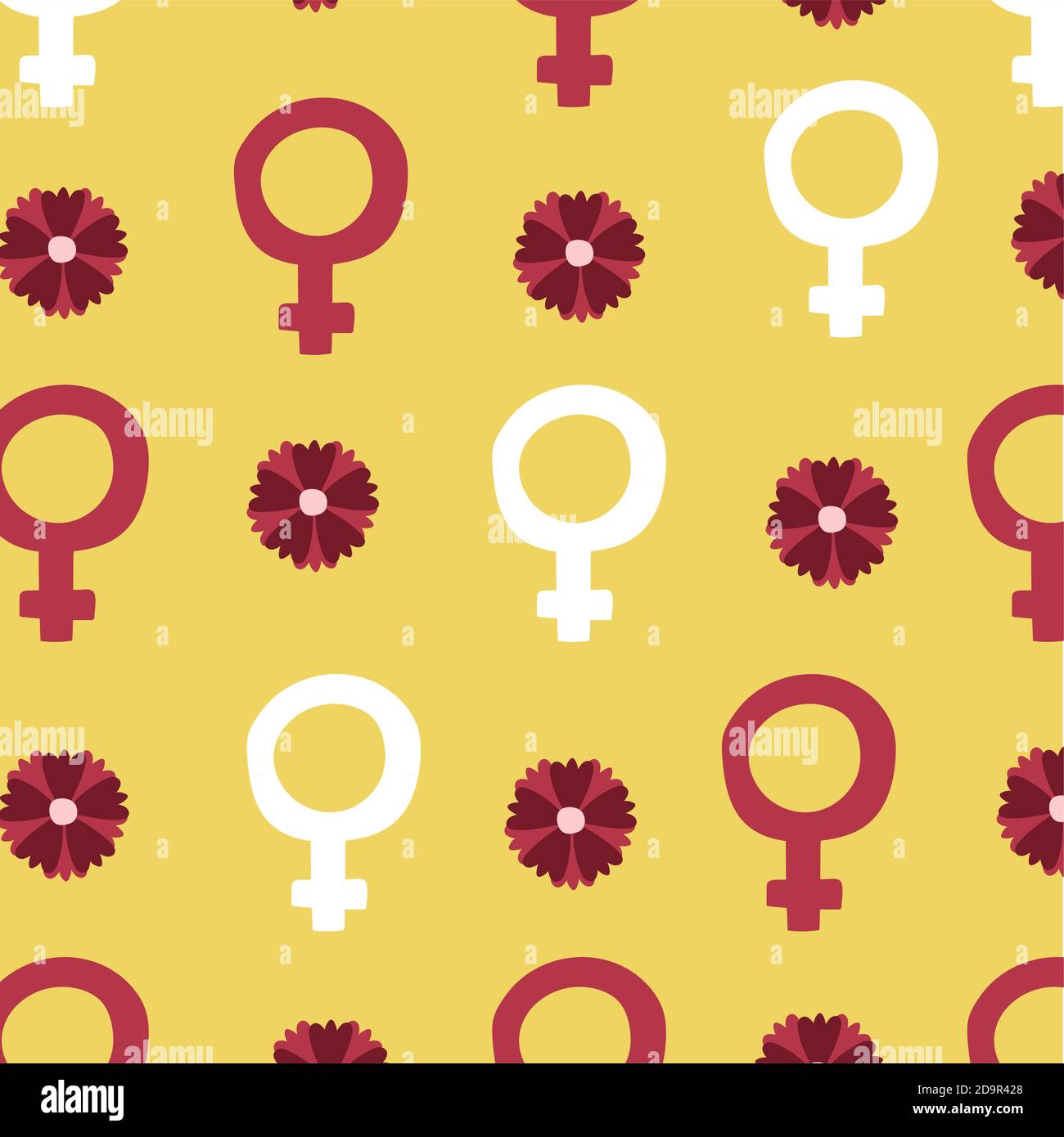power girl poster with female genders and flowers vector illustration ...