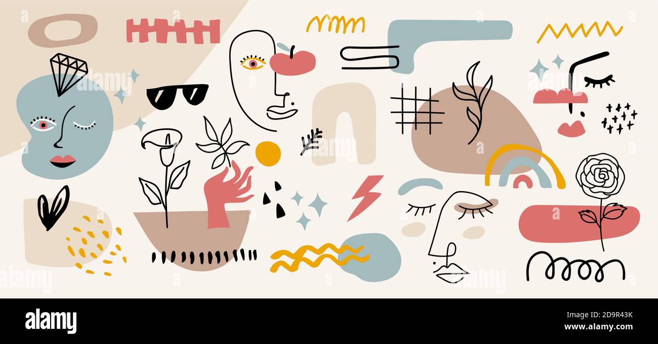 Modern abstract elements set, minimal design, vector illustration Stock ...