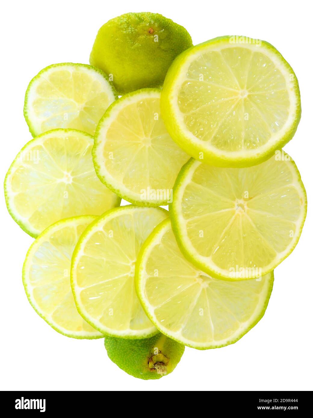 Fresh cut lime top view isolated on a white background Stock Photo - Alamy