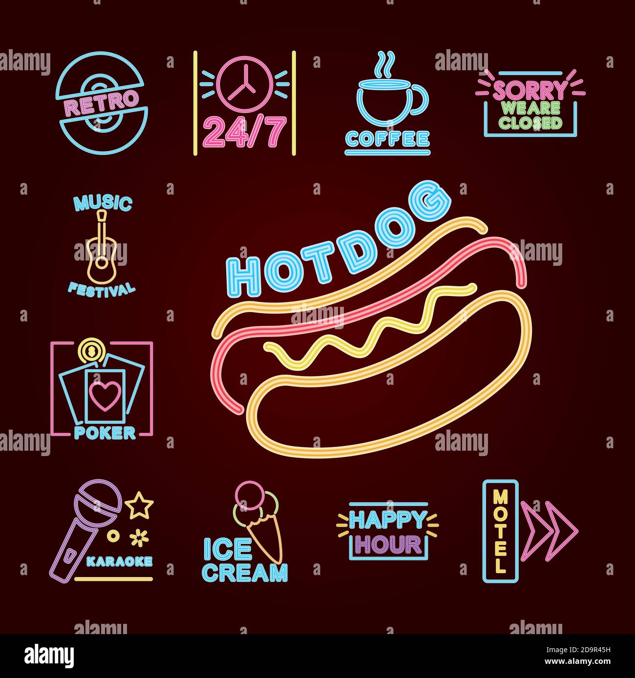 Hot dog neon sign Stock Vector Images - Alamy