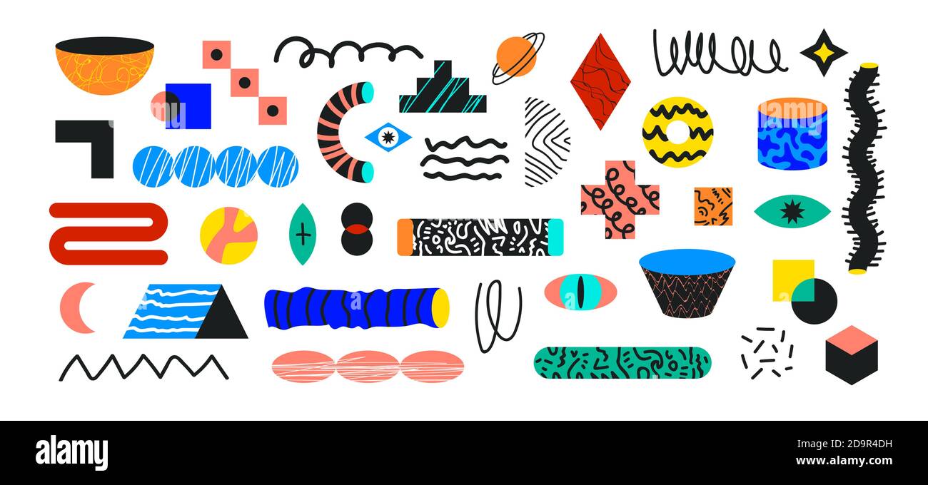 Modern abstract elements set, minimal design, vector illustration Stock ...