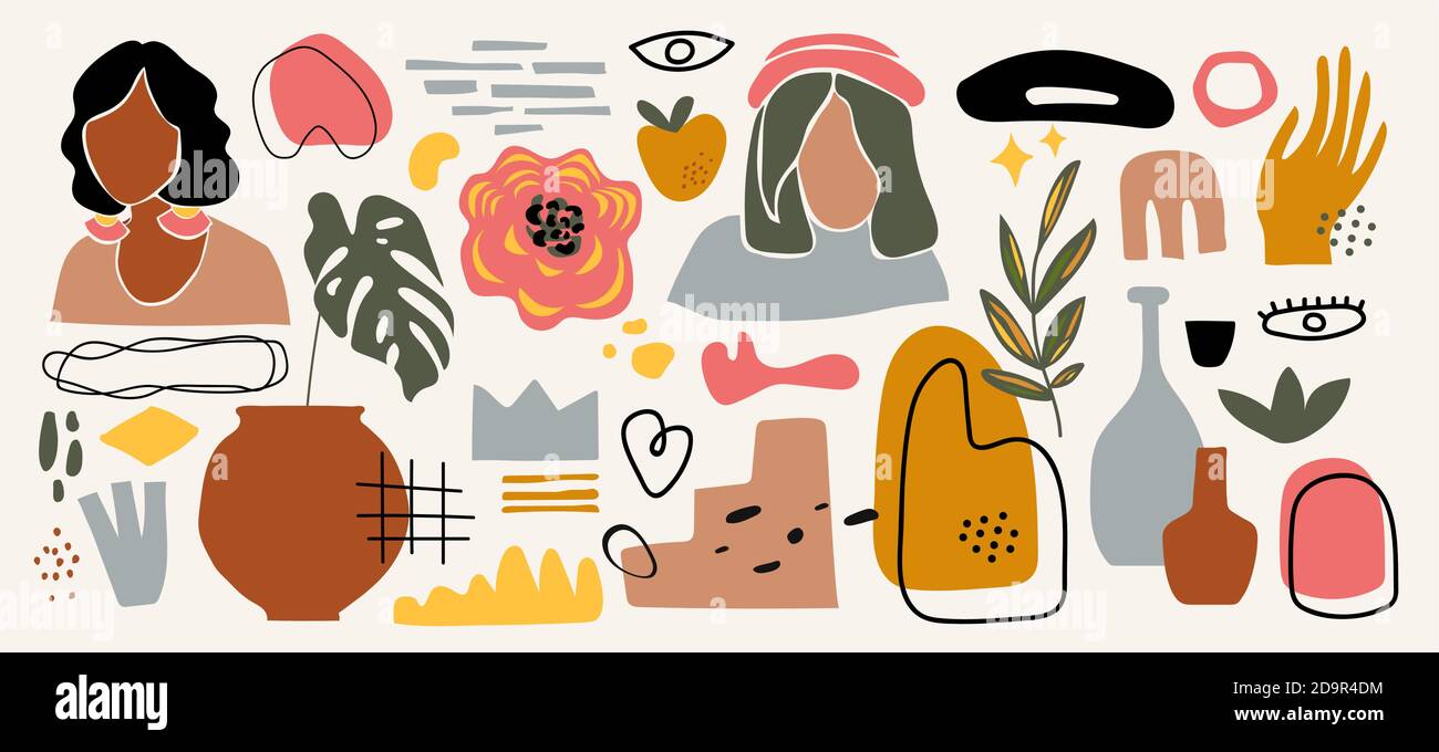 Modern abstract elements set, minimal design, vector illustration Stock ...