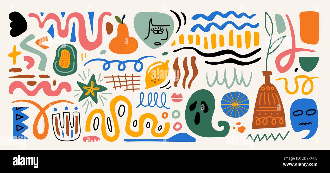 Modern abstract elements set, minimal design, vector illustration Stock ...