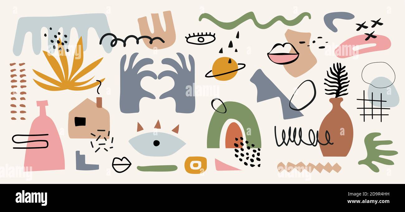 Modern abstract elements set, minimal design, vector illustration Stock ...