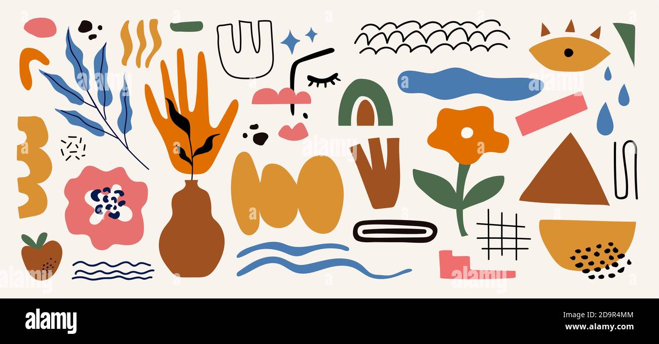 Modern abstract elements set, minimal design, vector illustration Stock ...