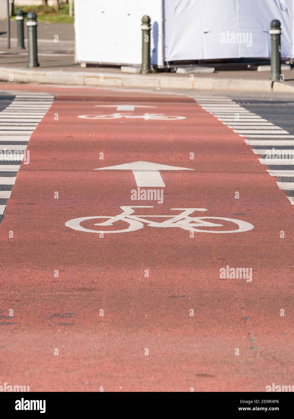 Bicycle lane or bikeway across the street in Bucharest, Romania Stock ...