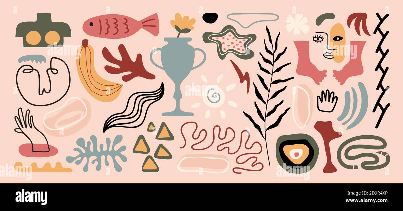 Modern abstract elements set, minimal design, vector illustration Stock ...