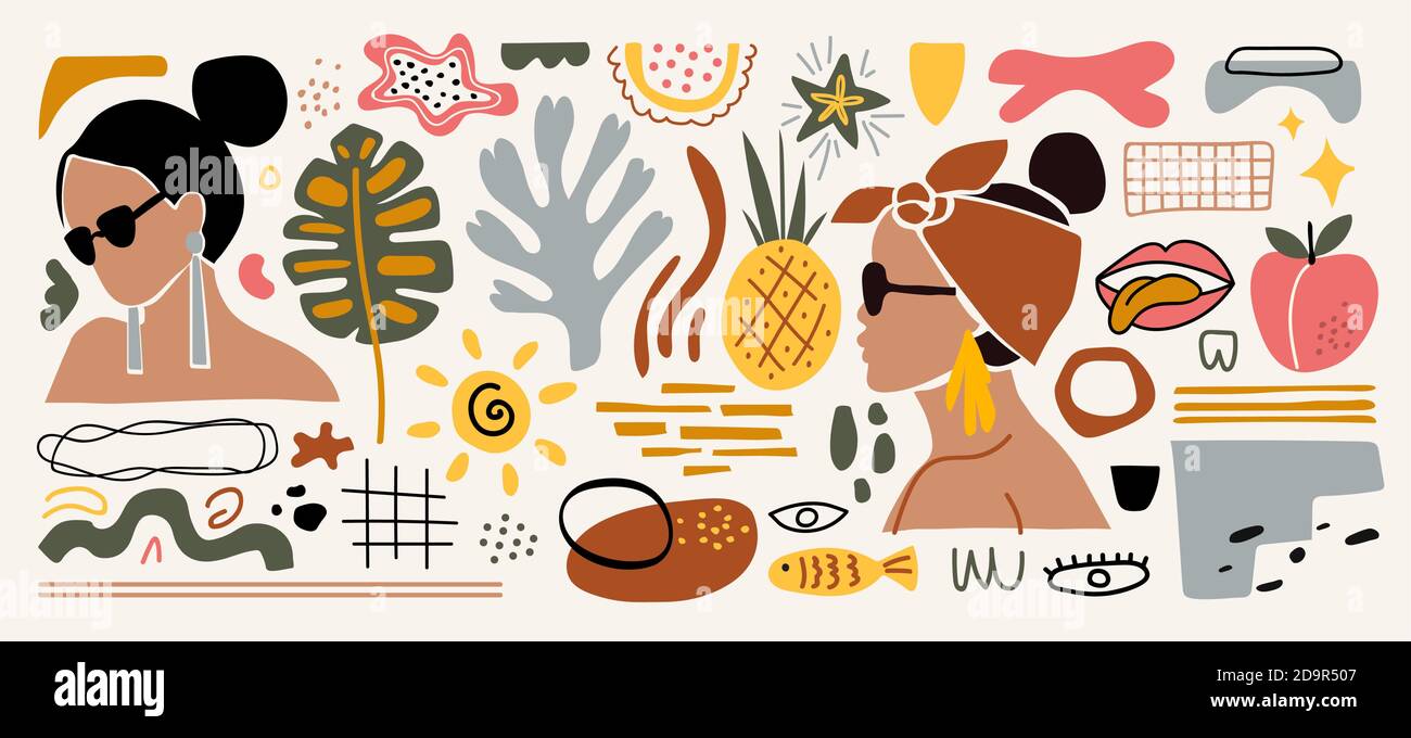 Modern abstract elements set, minimal design, vector illustration Stock ...