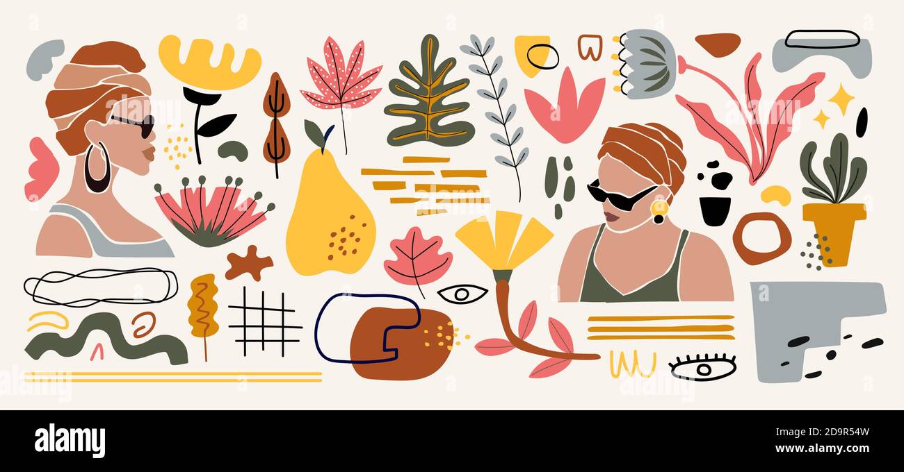 Modern abstract elements set, minimal design, vector illustration Stock ...