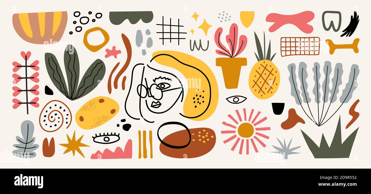 Modern abstract elements set, minimal design, vector illustration Stock ...