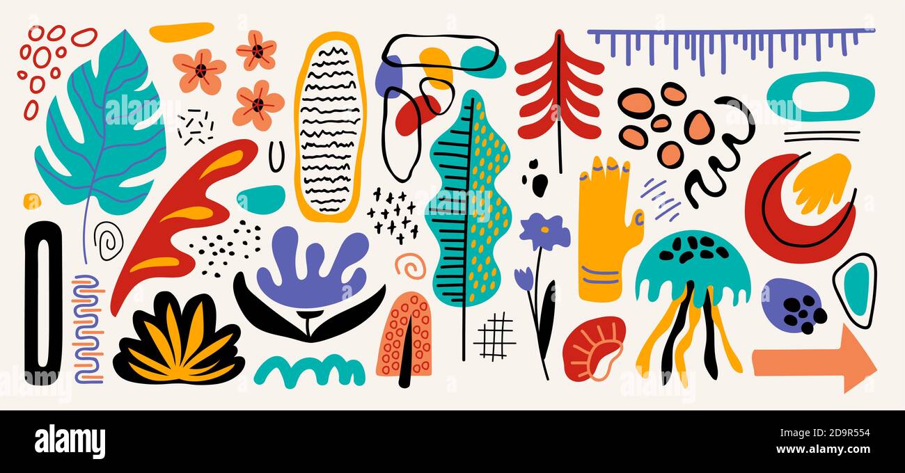 Modern abstract elements set, minimal design, vector illustration Stock ...