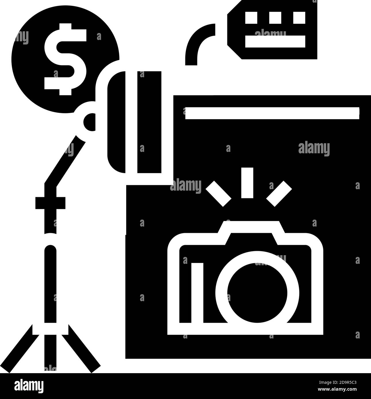photo camera and studio rental glyph icon vector illustration Stock ...
