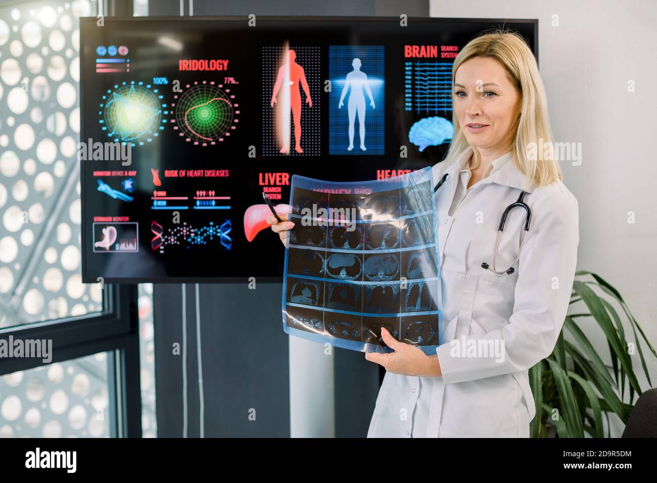 Medical conference, healthcare, computed tomography concept. Attractive ...