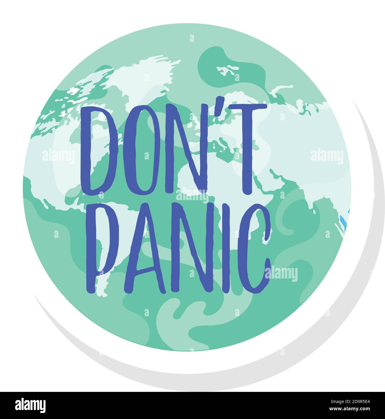 dont panic lettering campaign with earth planet vector illustration ...