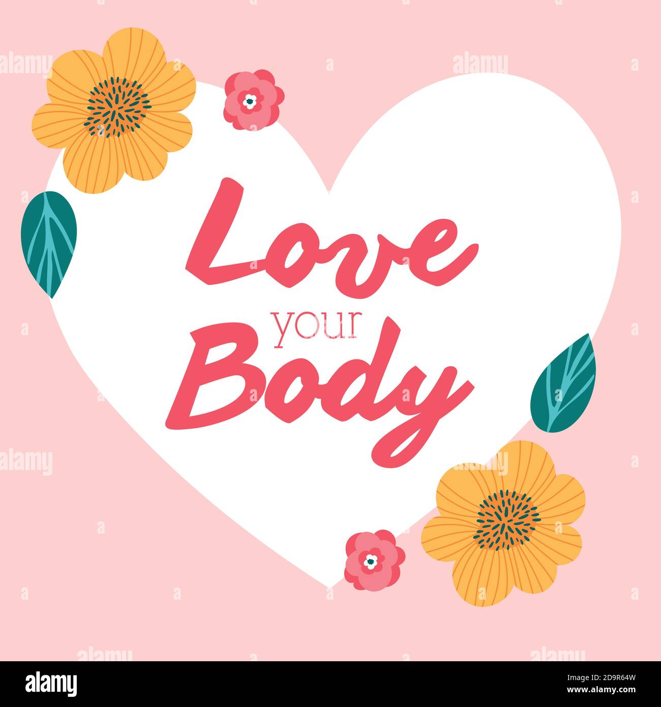 love your body lettering with flowers in heart perfectly imperfect ...