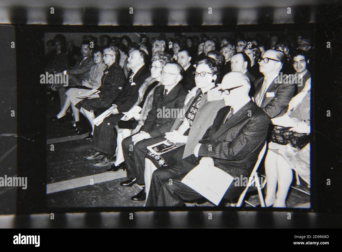 Fine 1970s vintage black and white photography of a full house of an ...