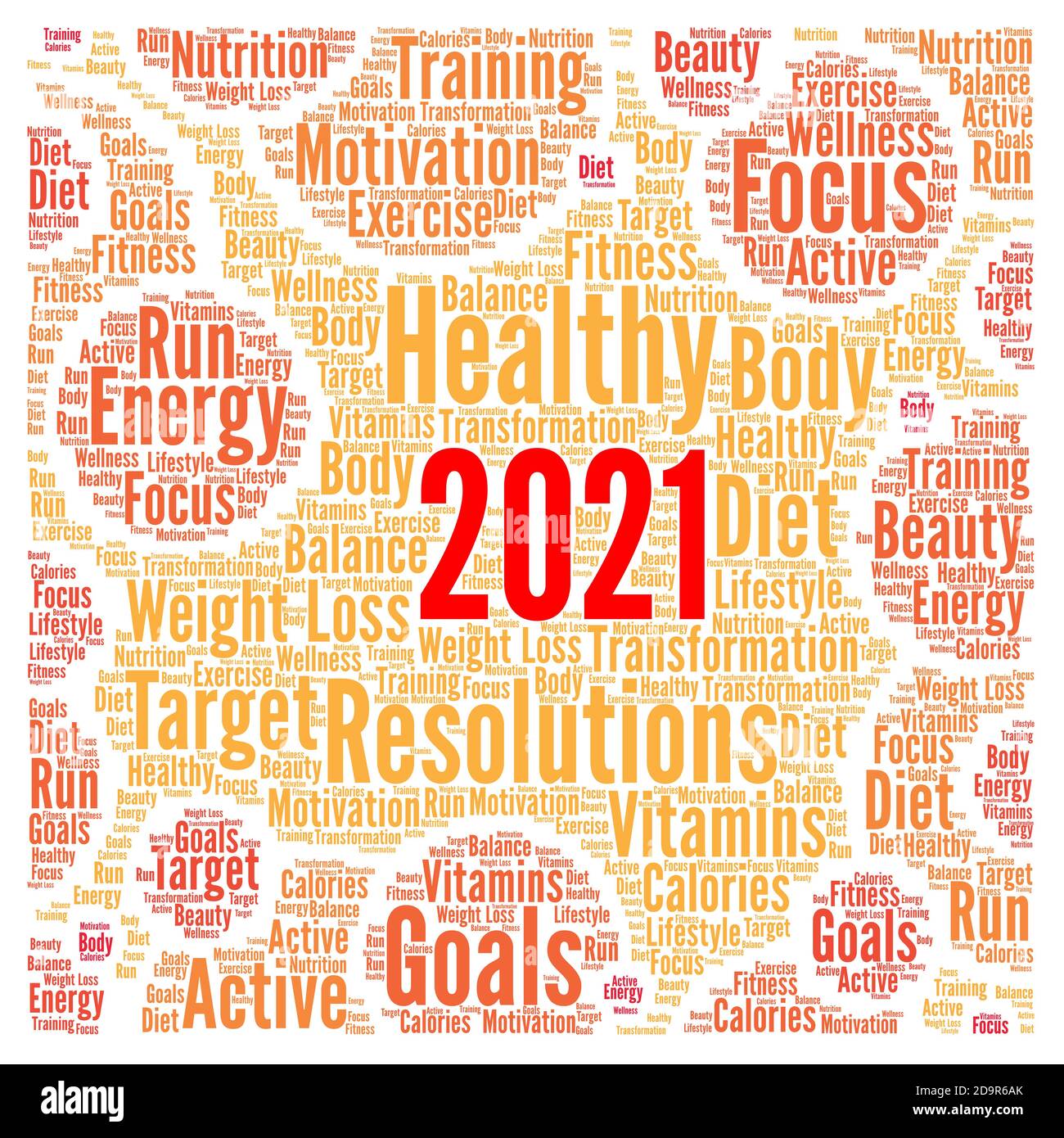 Healthy resolutions 2021 word cloud Stock Photo - Alamy