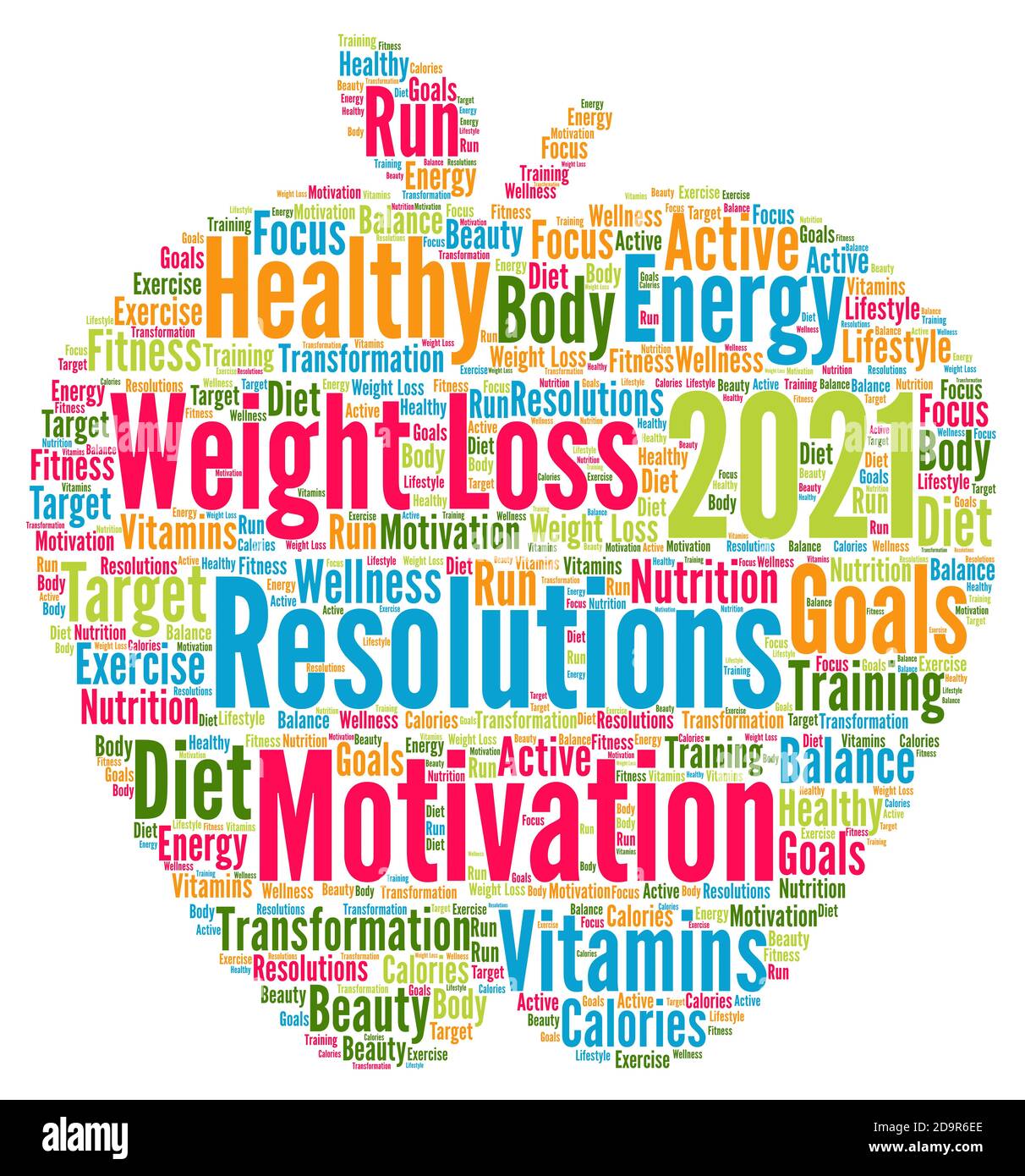 Healthy resolutions 2021 word cloud Stock Photo - Alamy