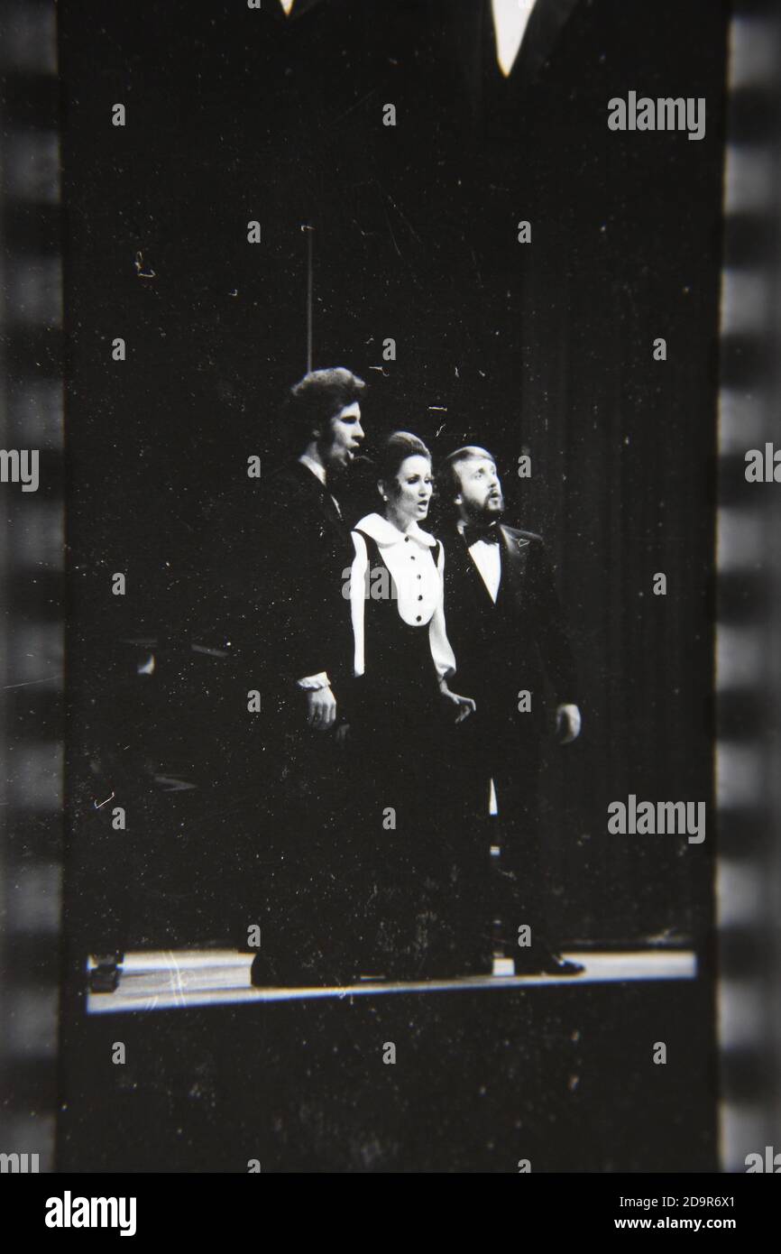 Fine 1970s vintage black and white photography of an on stage ...