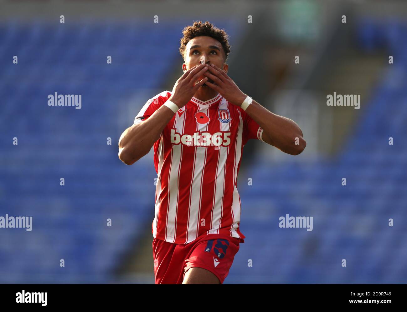Stoke City's Jacob Brown celebrates scoring his side's third goal of ...