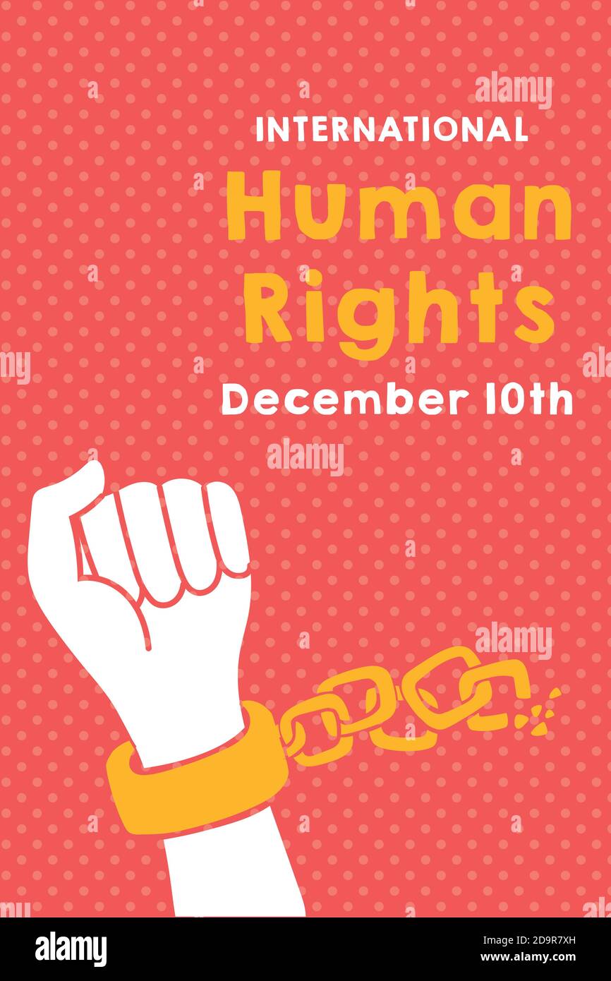 human rights campaign lettering with hand breaking chains vector ...